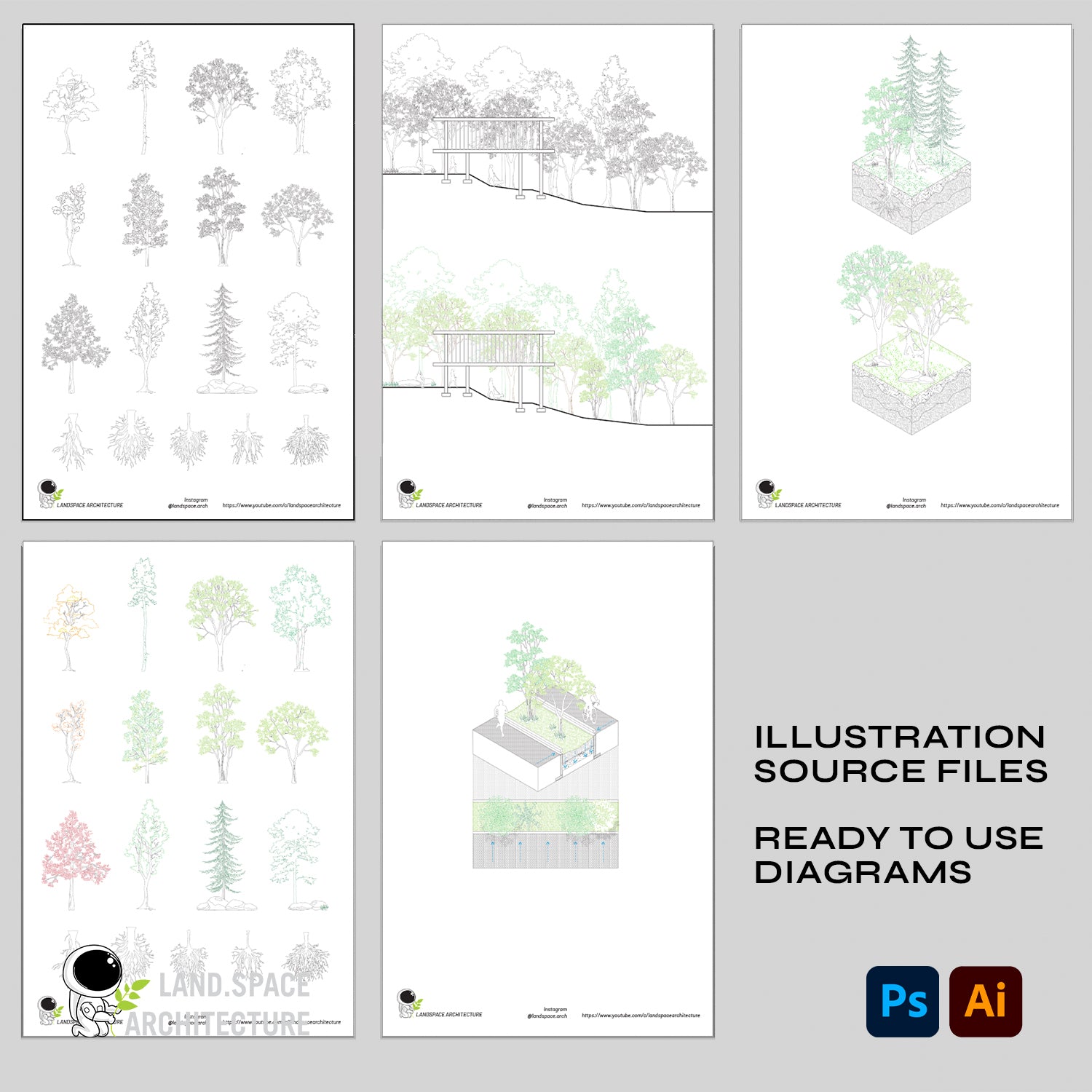 Trees Elevation Vectors and Brushes – Landscape Architecture