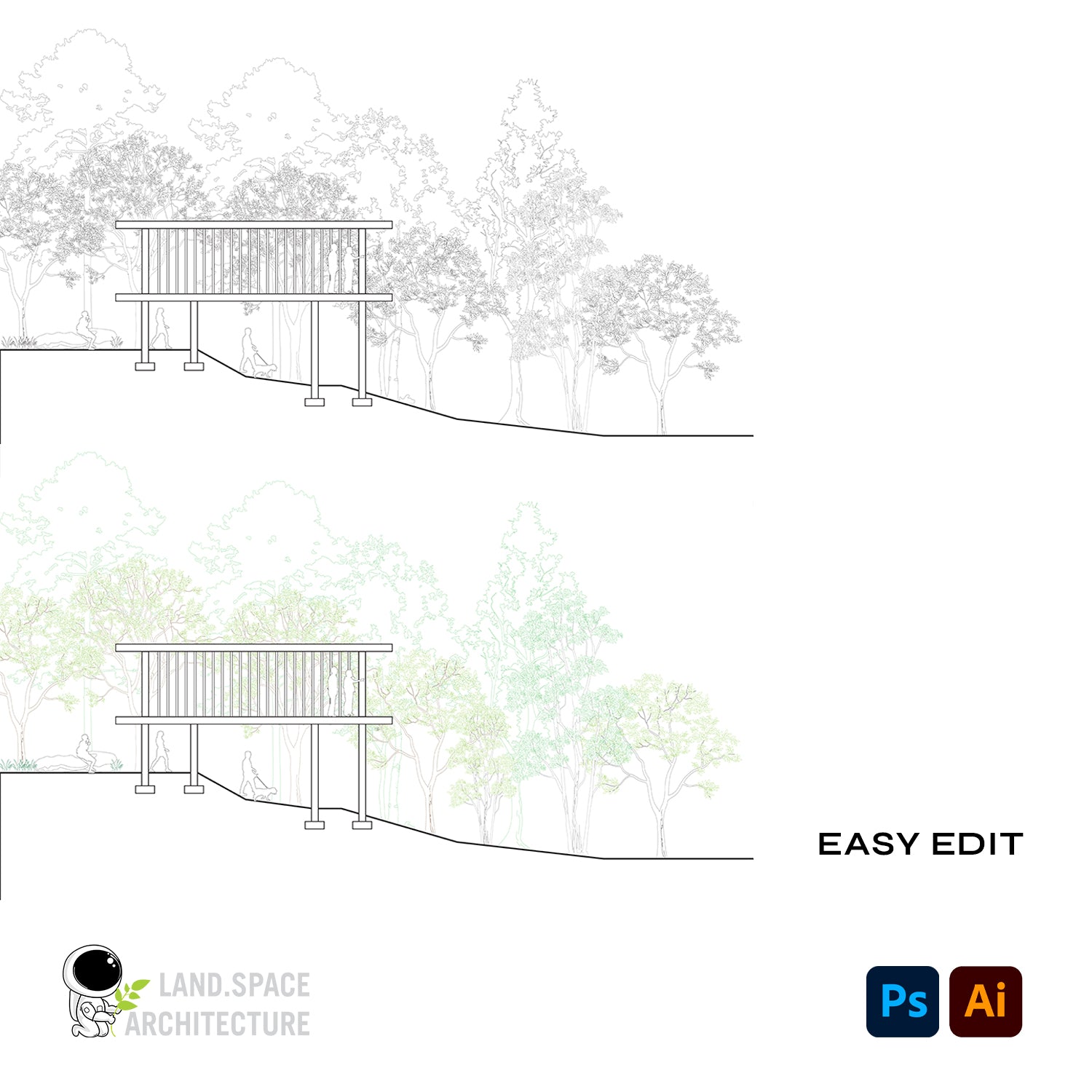 Trees Elevation Vectors and Brushes – Landscape Architecture