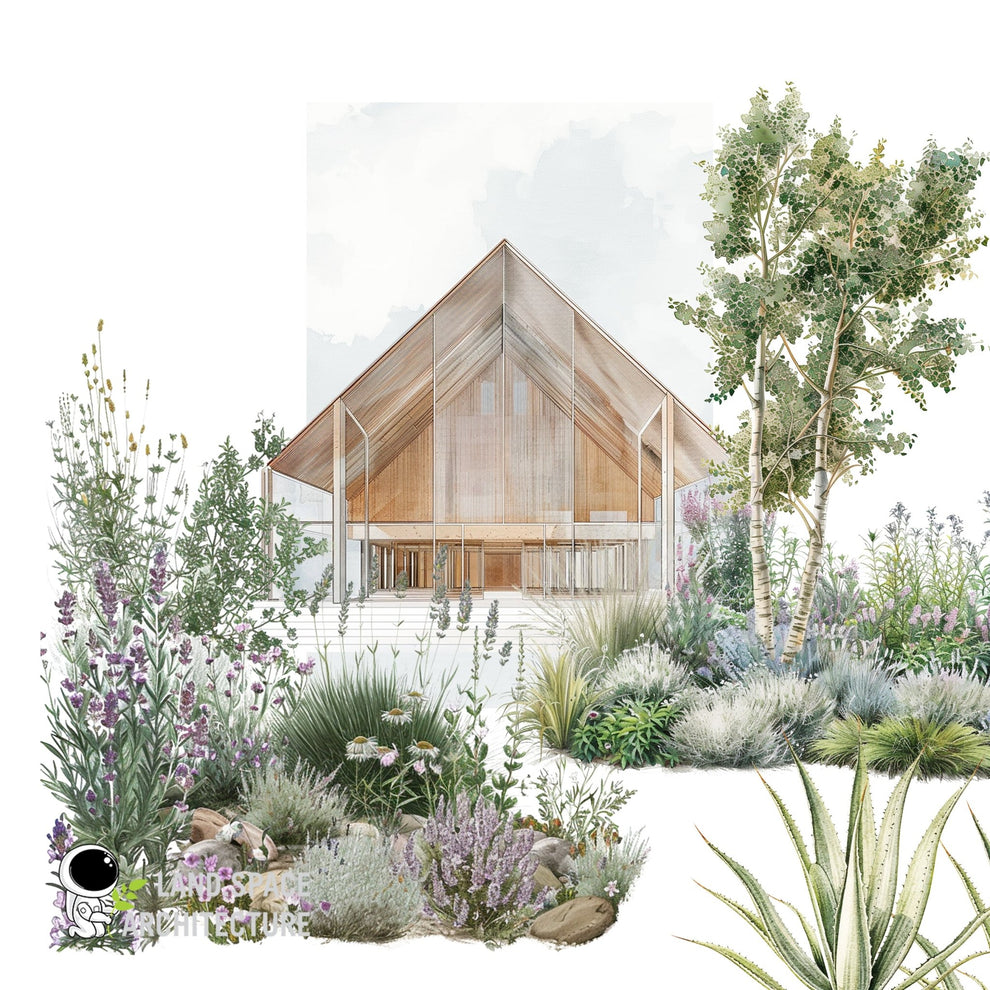 Cutout vintage landscape rendering bundle – Landscape Architecture