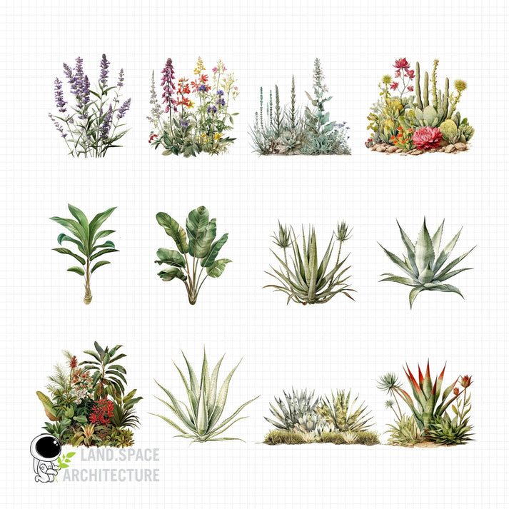 Cutout vintage landscape rendering bundle – LandSpace Architecture
