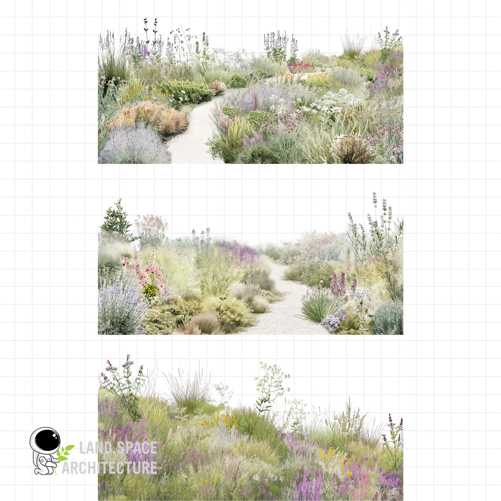 Cutout vintage landscape rendering bundle – Landscape Architecture