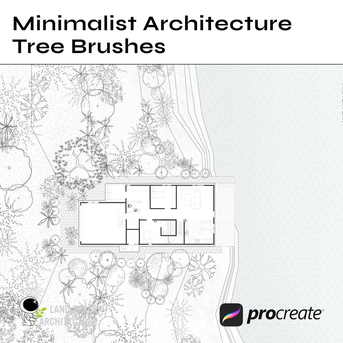Minimalist top view tree brushes for Procreate iPad – Landscape Architecture