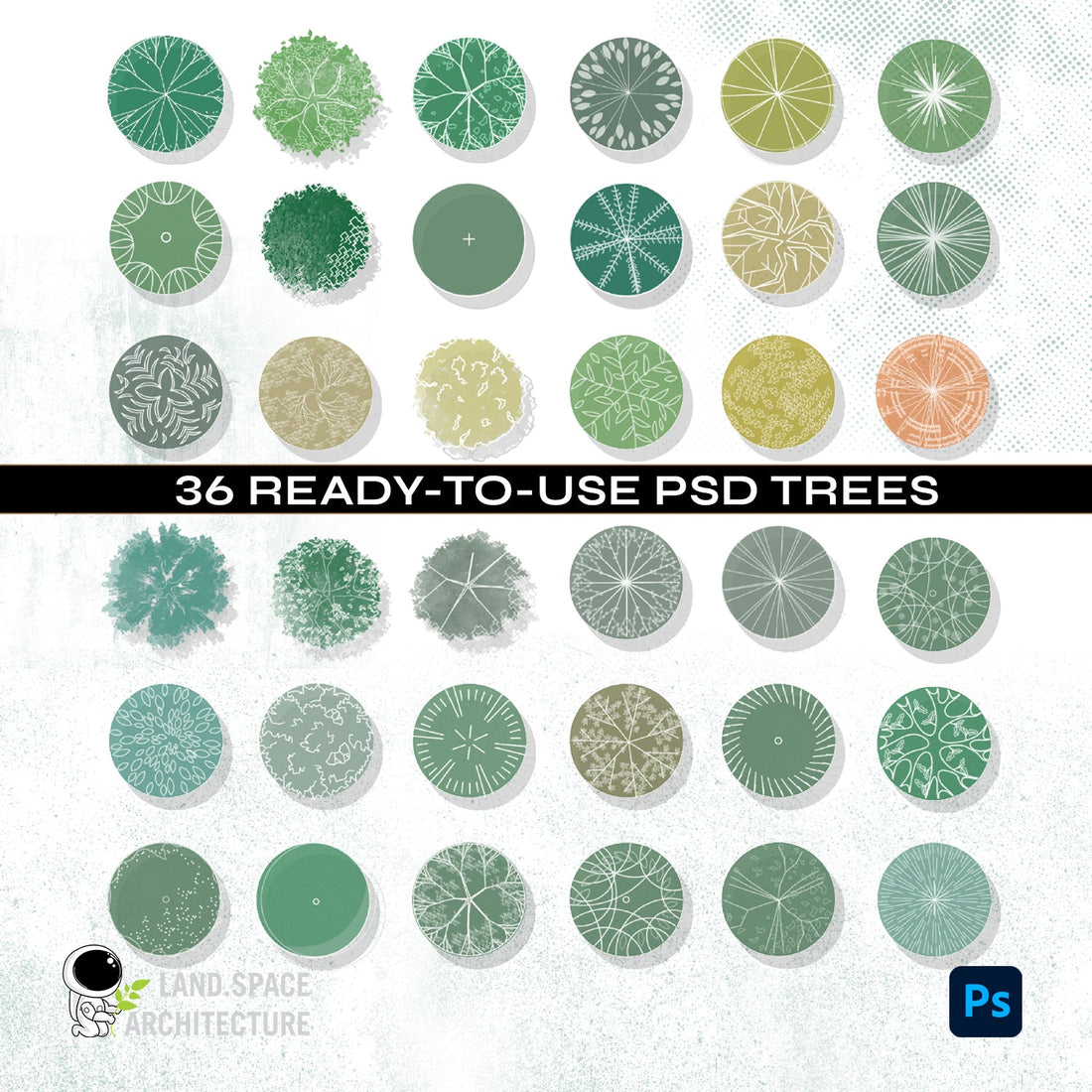 Premium Top View Landscape Plan Tree Brushes and PSD Trees – Landscape ...