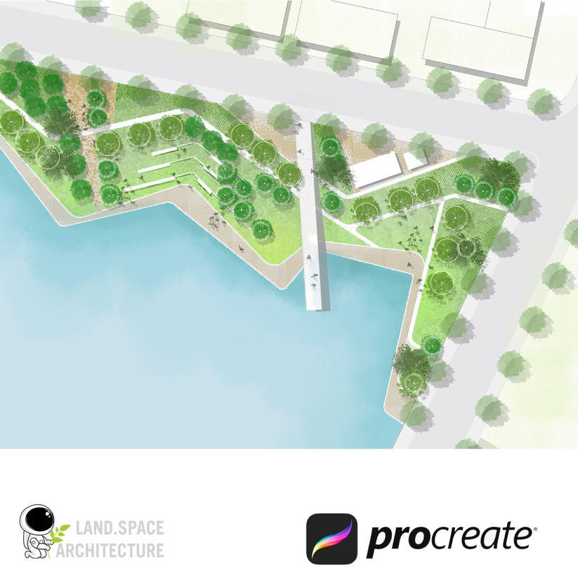 Watercolor Procreate Top View Tree Brushes for Landscape Plan on iPad ...